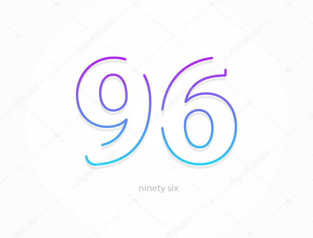 96 number, outline stroke gradient font. Diseño de estilo creativo ...