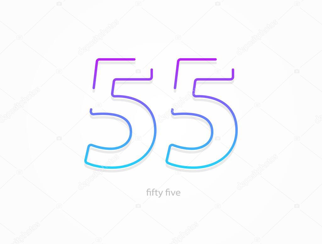 55 number, outline stroke gradient font. Diseño de estilo creativo ...