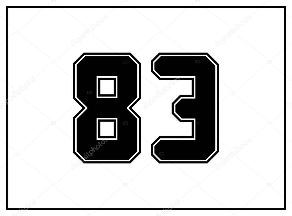 83 número clásico americano, fuente de estilo universitario. Letra ...