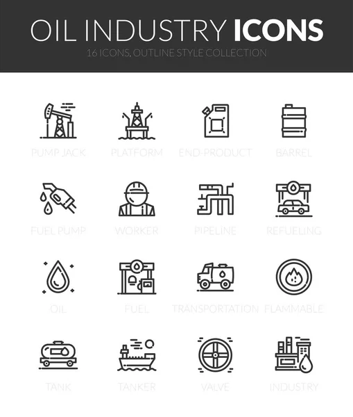 Set Vector Flat Line Icons Oil Industry — Stock Vector © andrei45454 ...