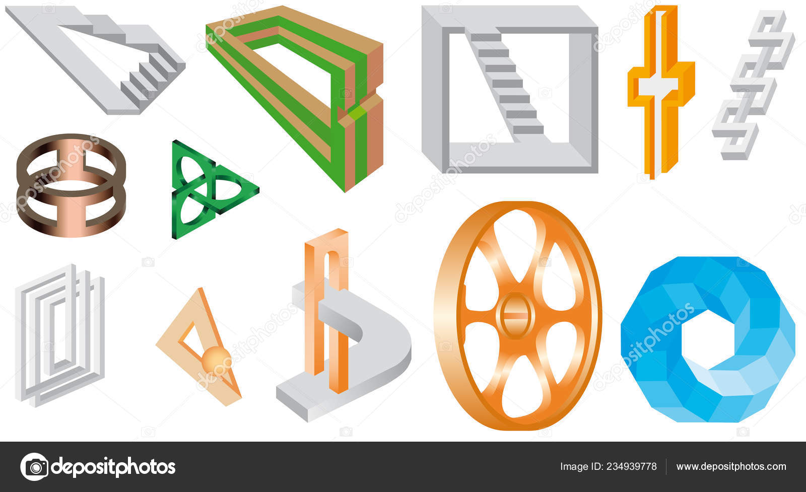 Impossible Shapes Illusions Impossible Shapes Optical Illusion Royalty