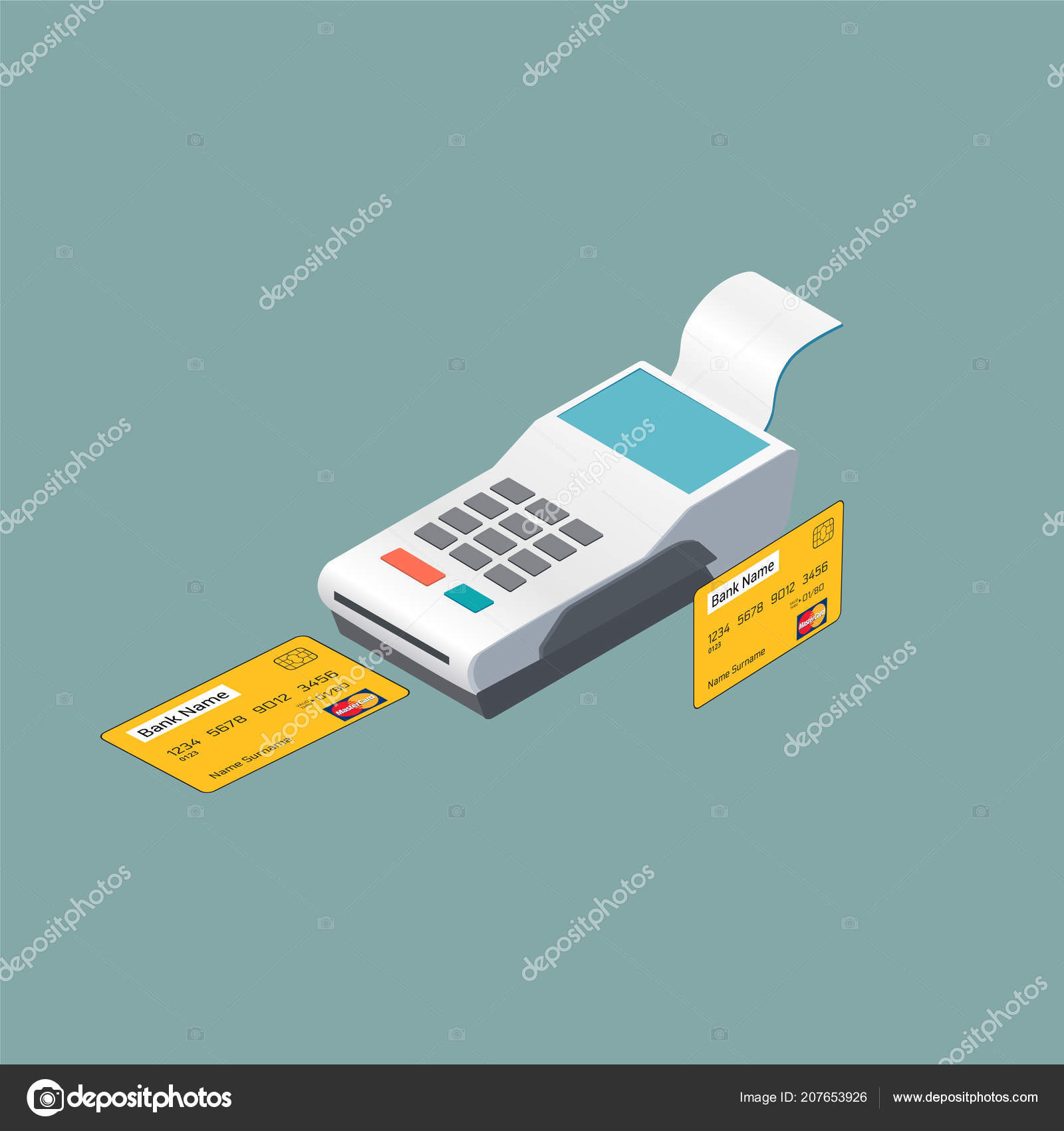 Isometric POS terminal and the payment by debit credit card. Stock Vector Image by ©roilira ...