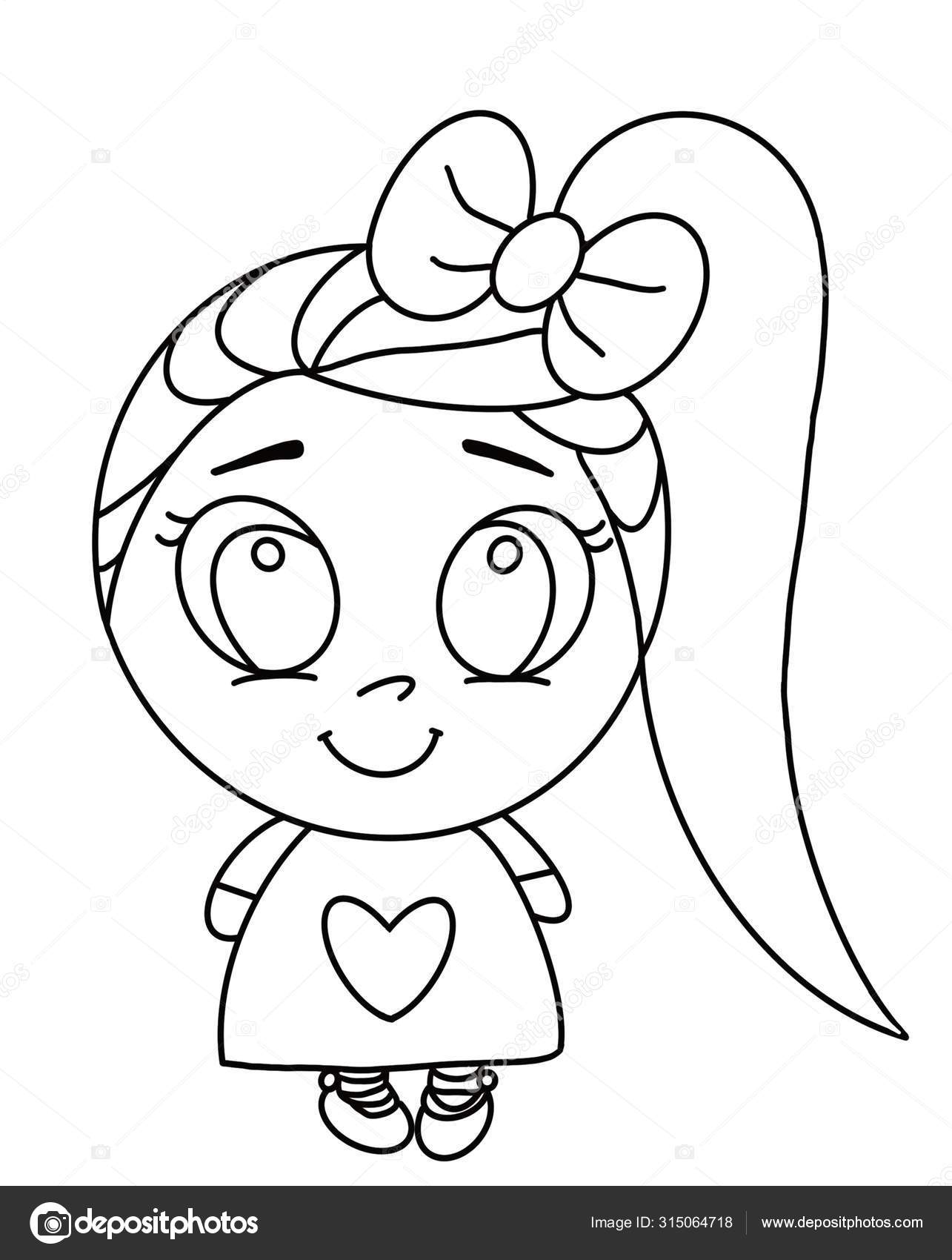 Coloring Page Children Image Girl Tail Bow Children's Coloring Smallest ...