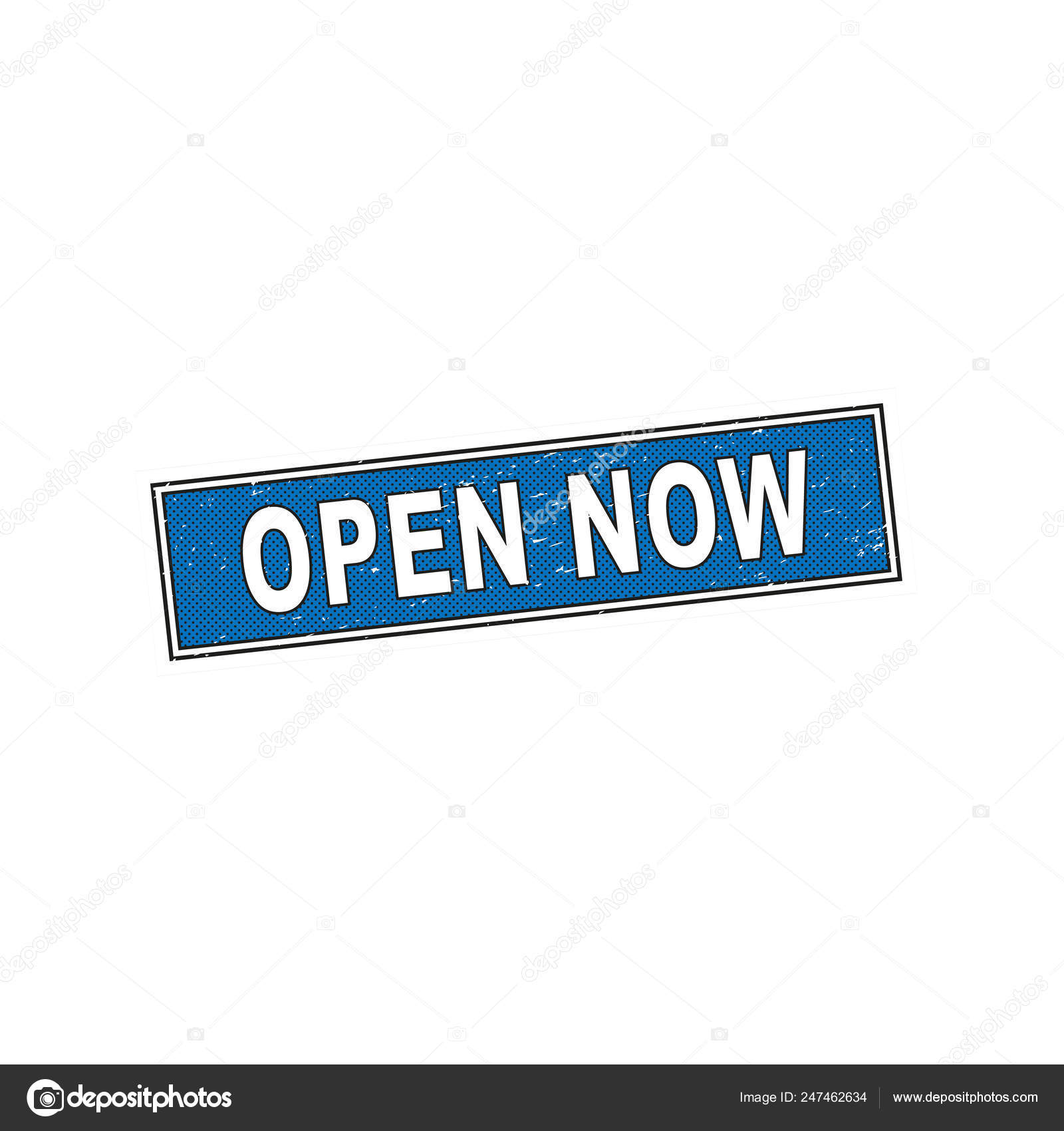 Open now isolated square comic rubber stamp tag Stock Vector by ©drnn ...