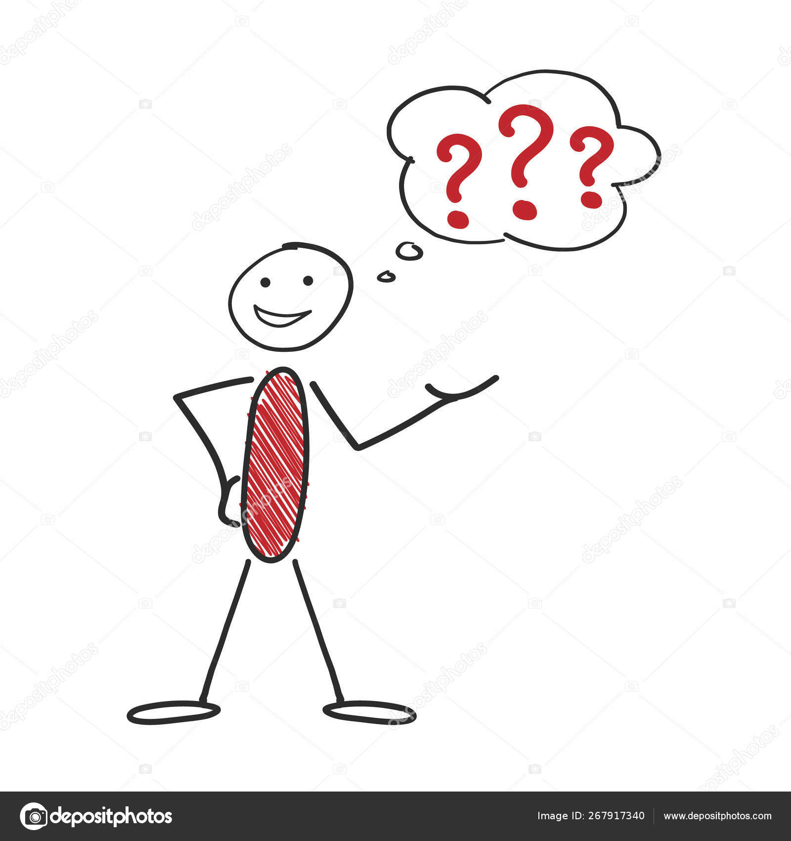 Cartoon confused stick man with big question mark Stock Vector Image by ...