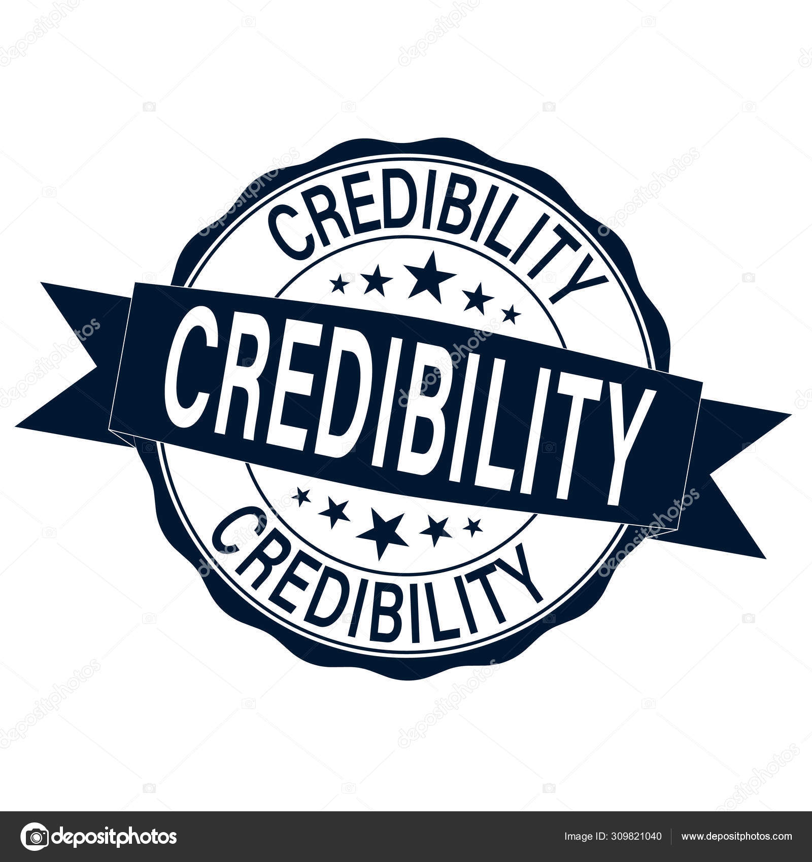 Illustration of credibility red text stamp on a white background Stock ...