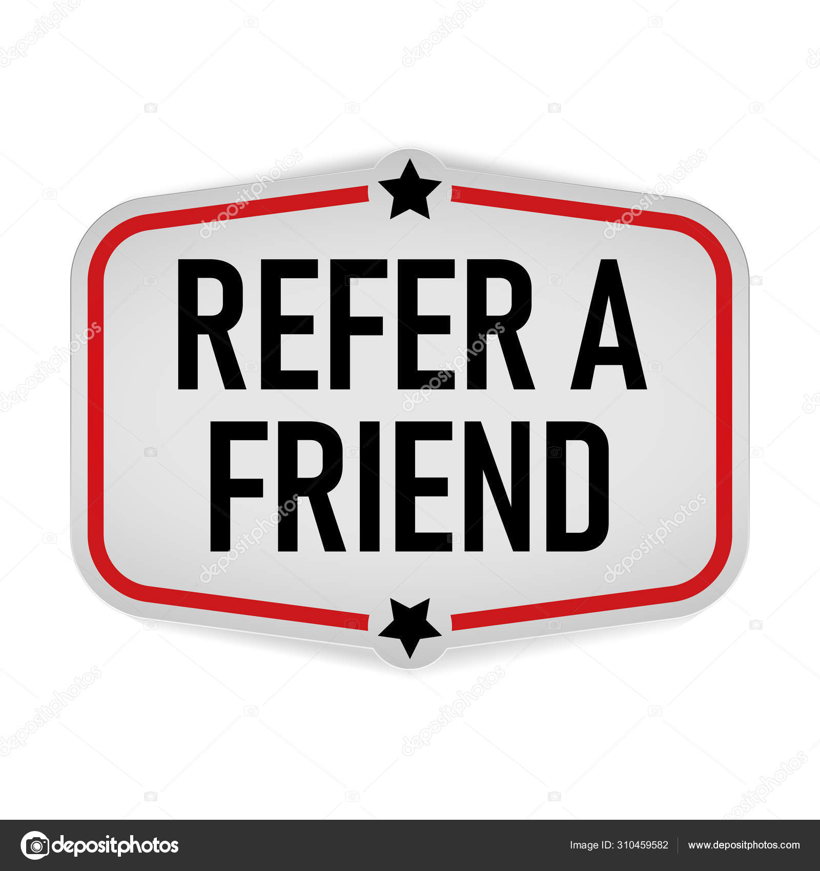White refer a friend sticker on white background. Paper Banner Vector ...
