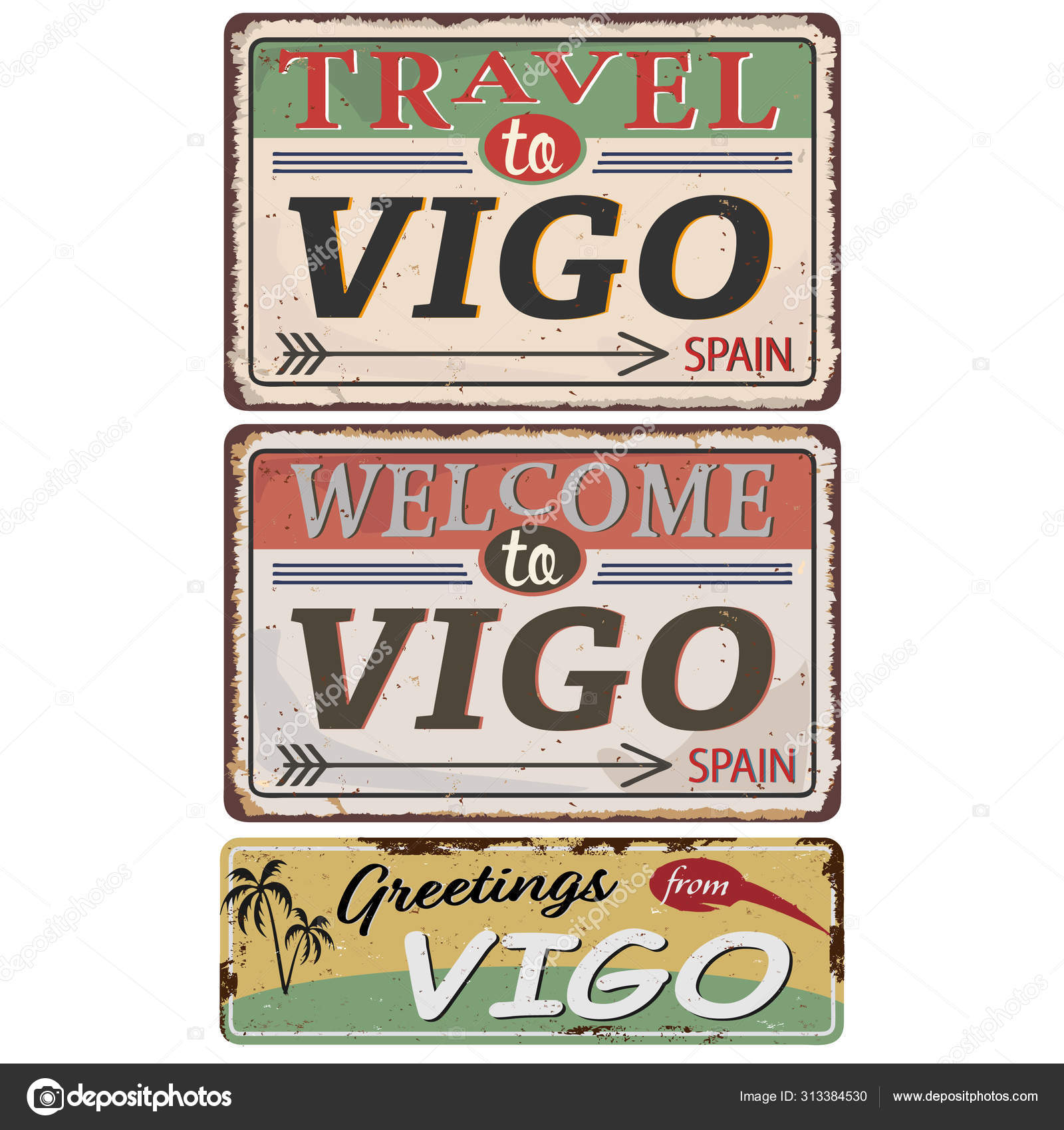Greeting card Welcome from Vigo Spain, for print or web, authentic ...