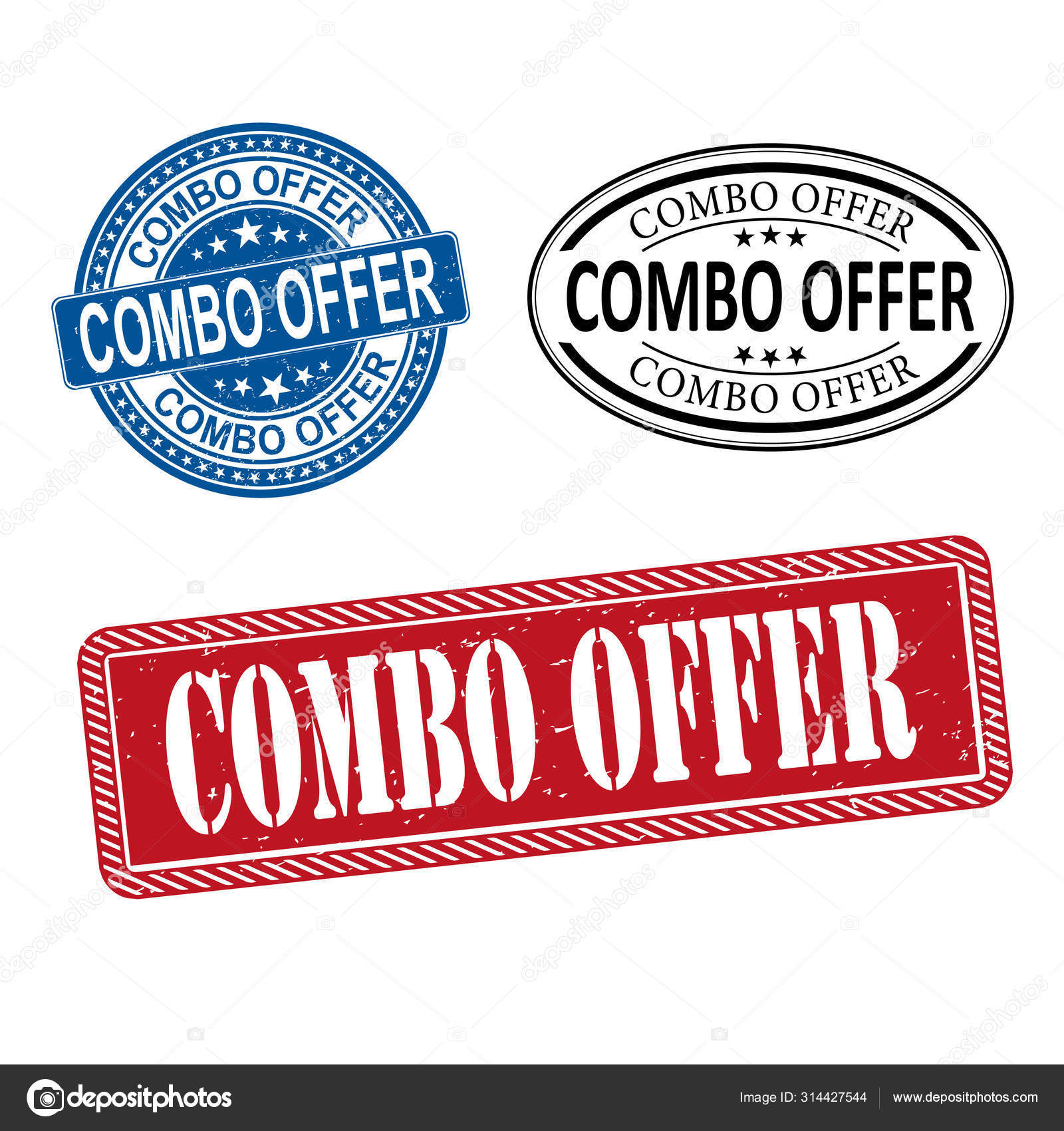 Combo offer rubber stamp label set on white background Stock Vector Image by ©drnn #314427544
