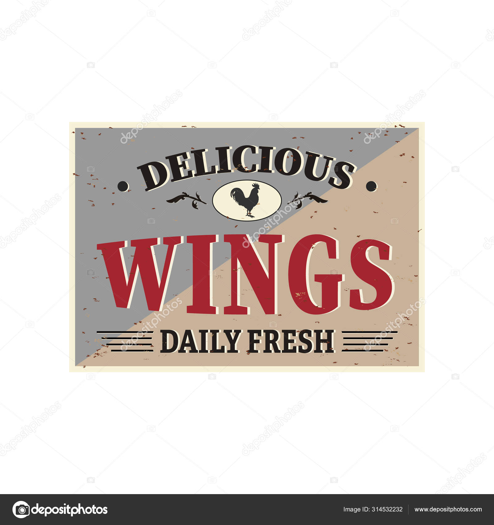 Chicken Wings Menu Logo Emblem Vintage Tag on a white Background Stock ...