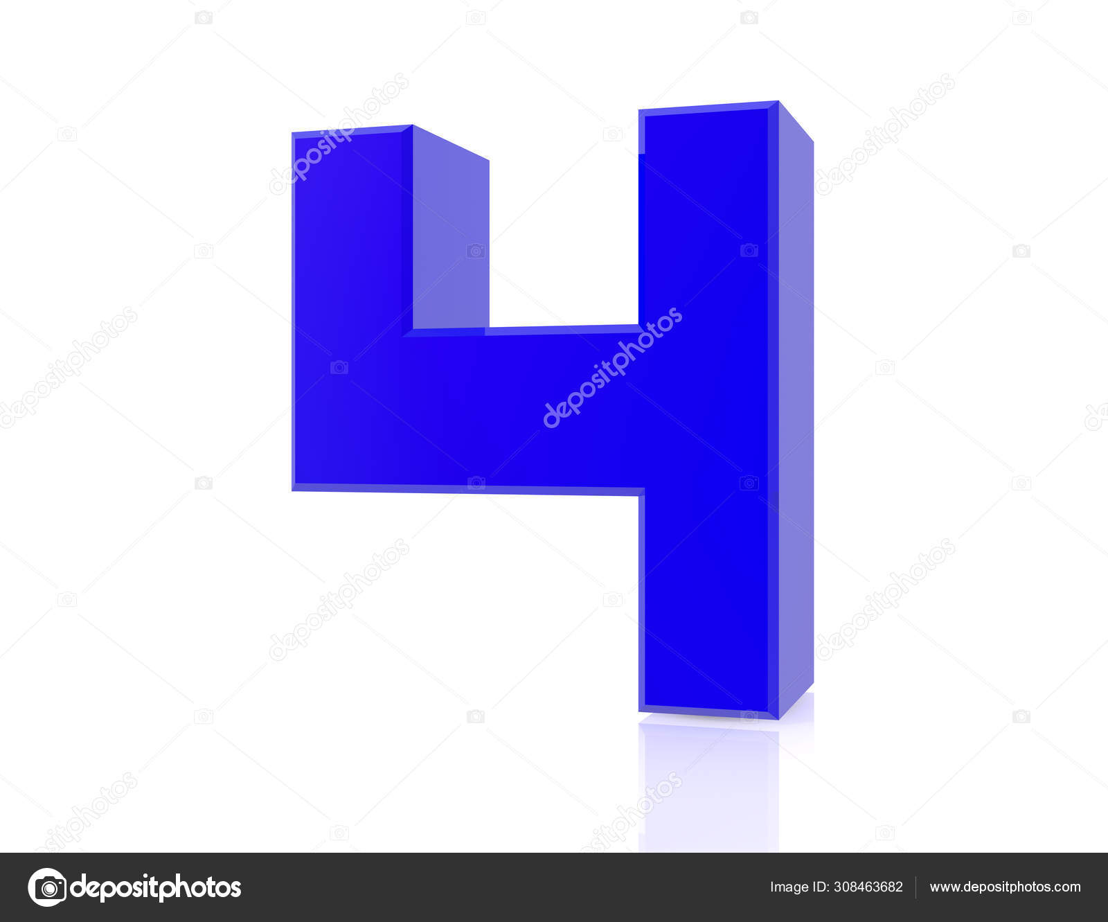 Blue number 4 on white background 3d rendering — Stock Photo ...