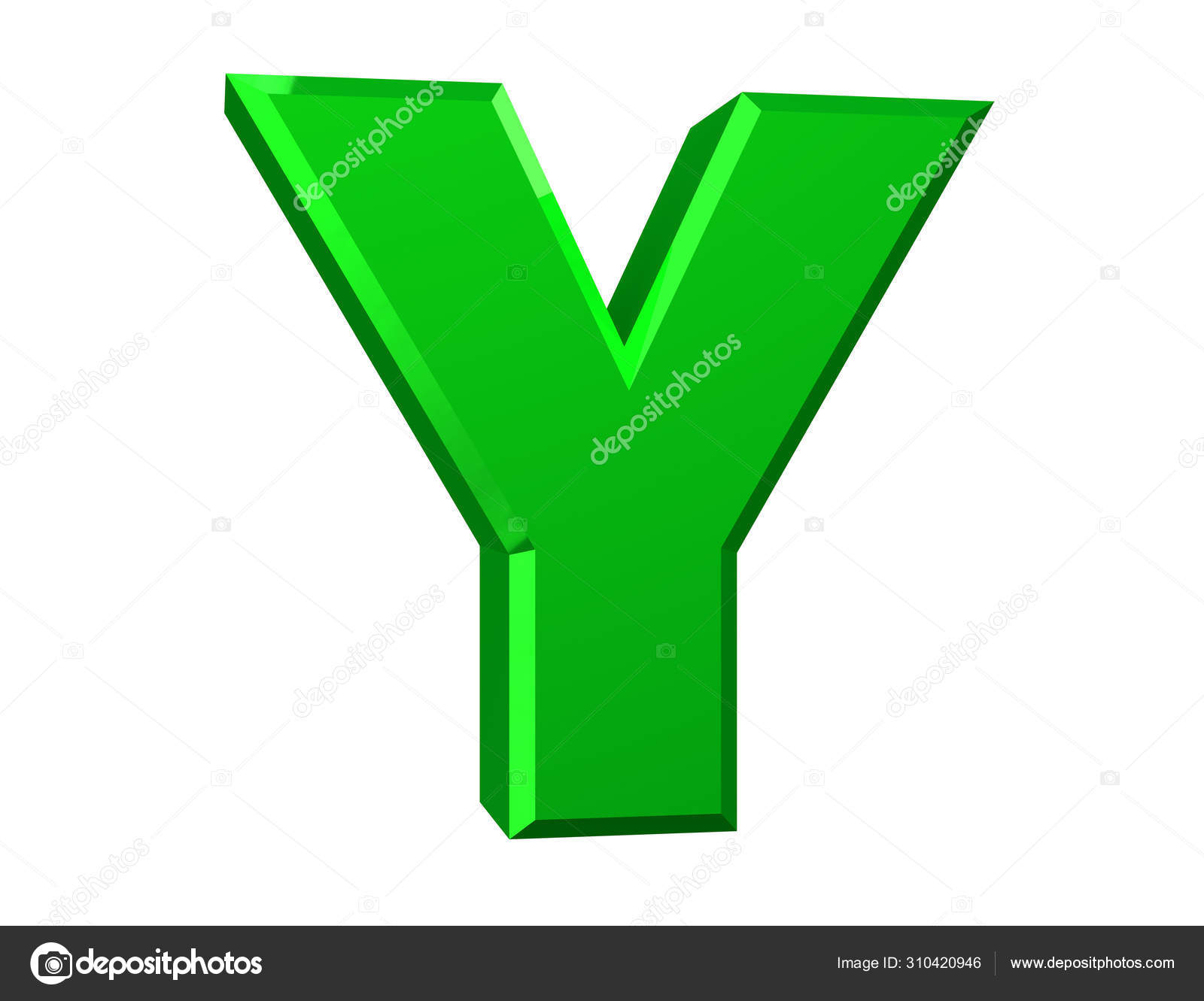 The green letter Y on white background 3d rendering — Stock Photo ...