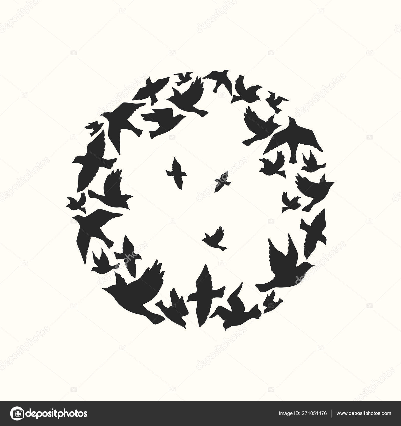 Stylish Illustration Circle Made Birds Silhouettes Vector Illustration ...