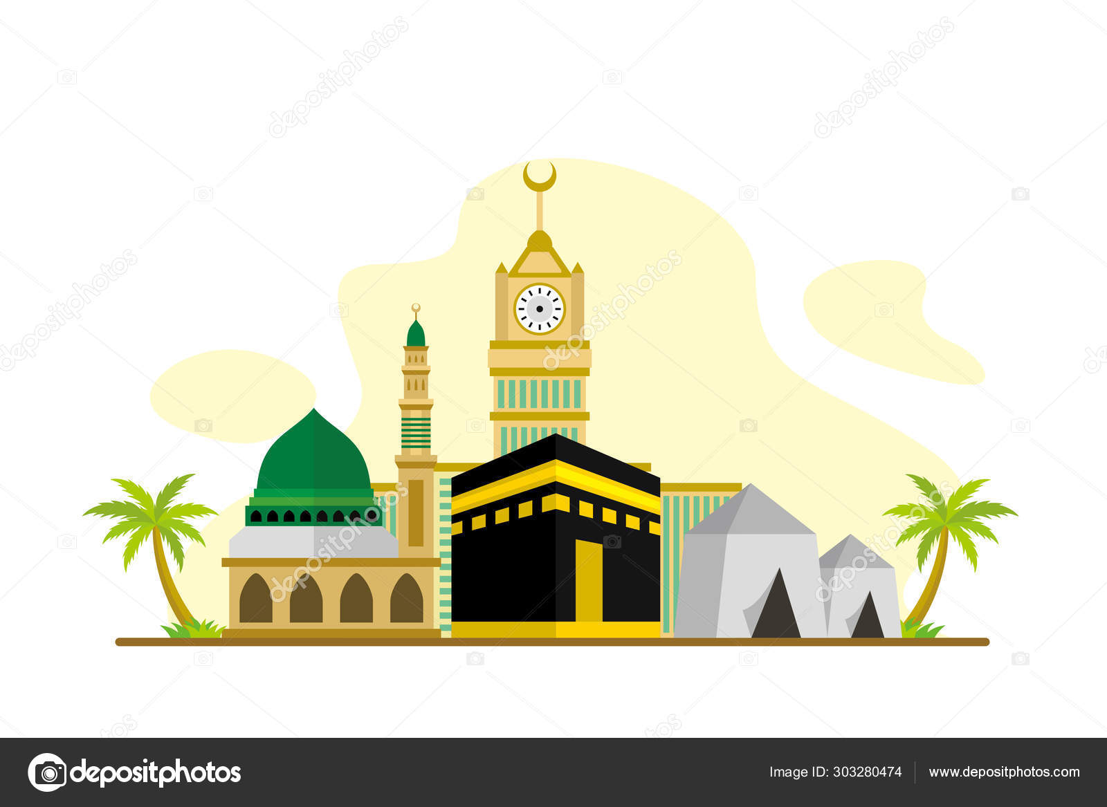Hajj and Umrah Season Flat Concept Vector Illustration Stock Vector ...