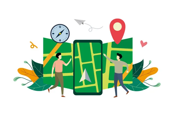 GPS navigation system, location on the city map flat illustration with ...