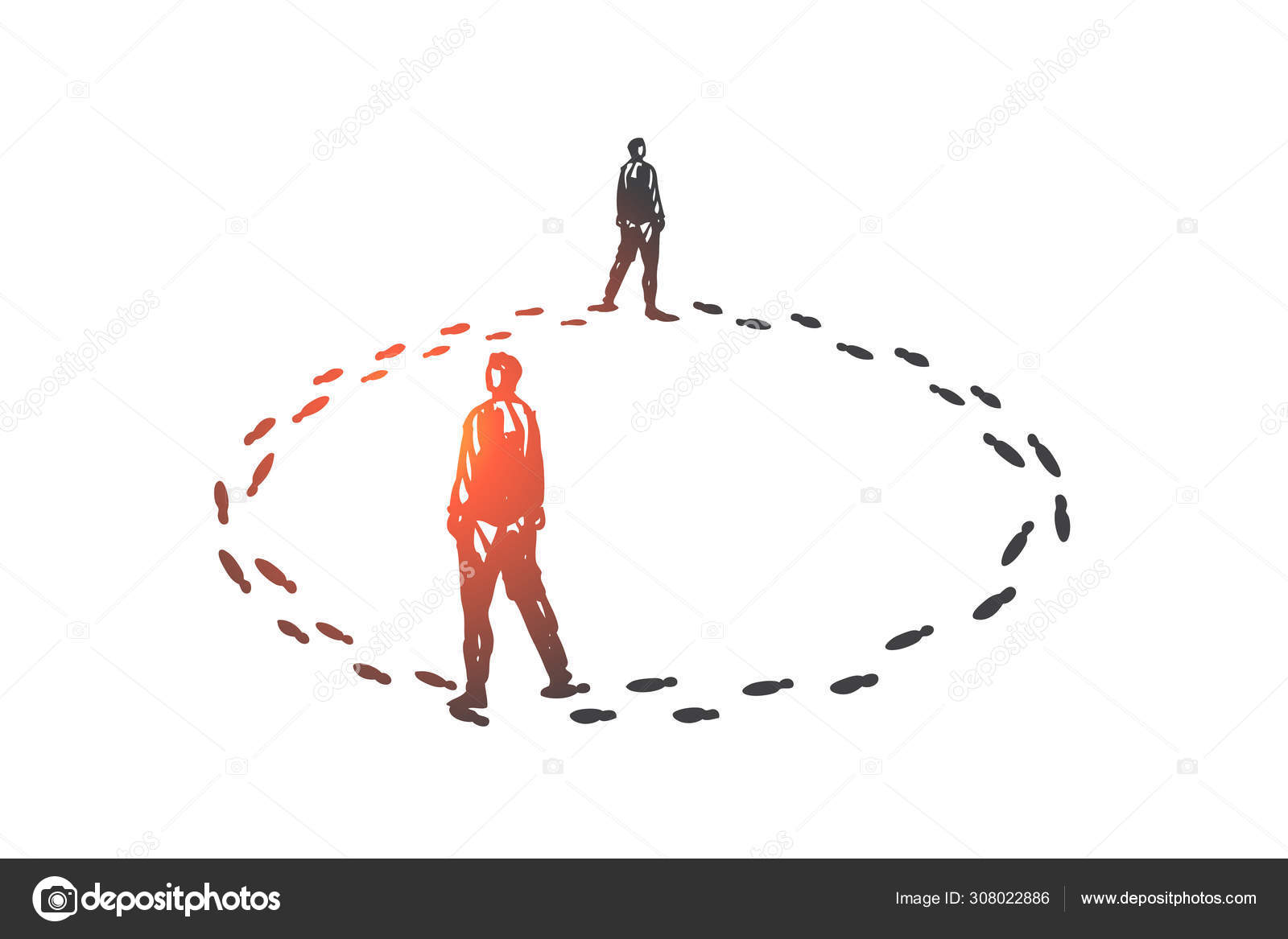 Vicious circle, routine concept sketch. Hand drawn isolated vector ...