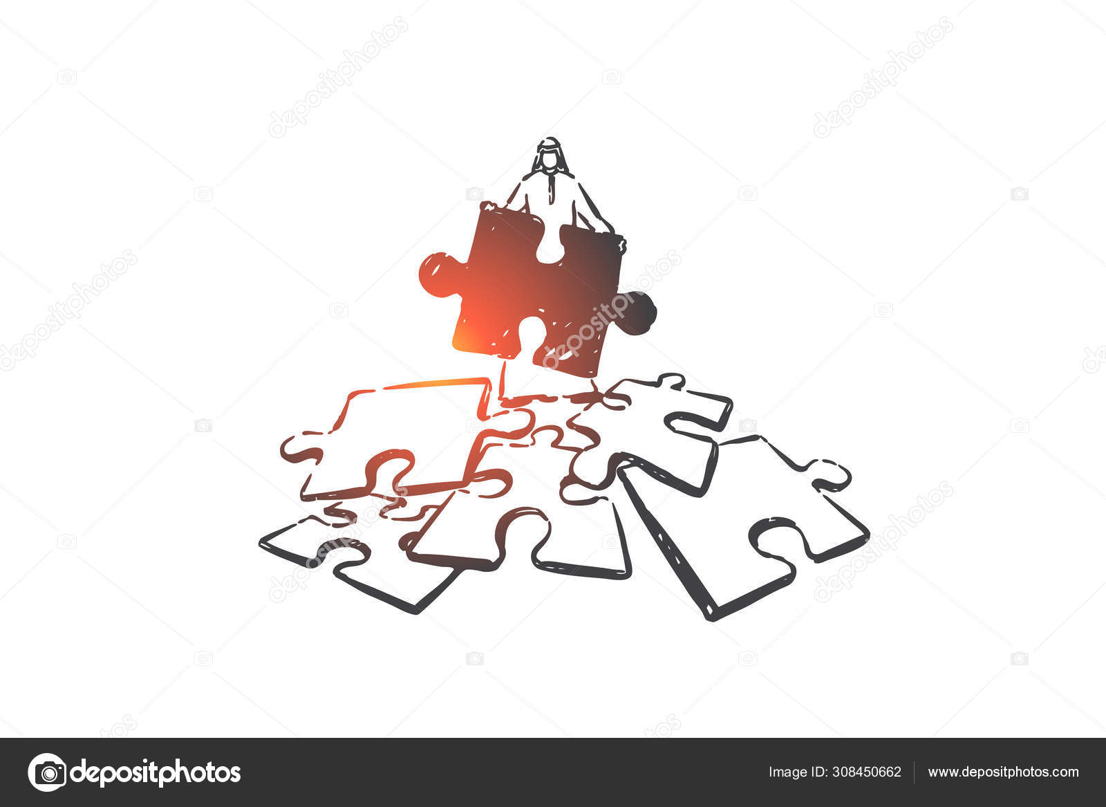 Problem solving, challenge concept sketch. Hand drawn isolated vector ...