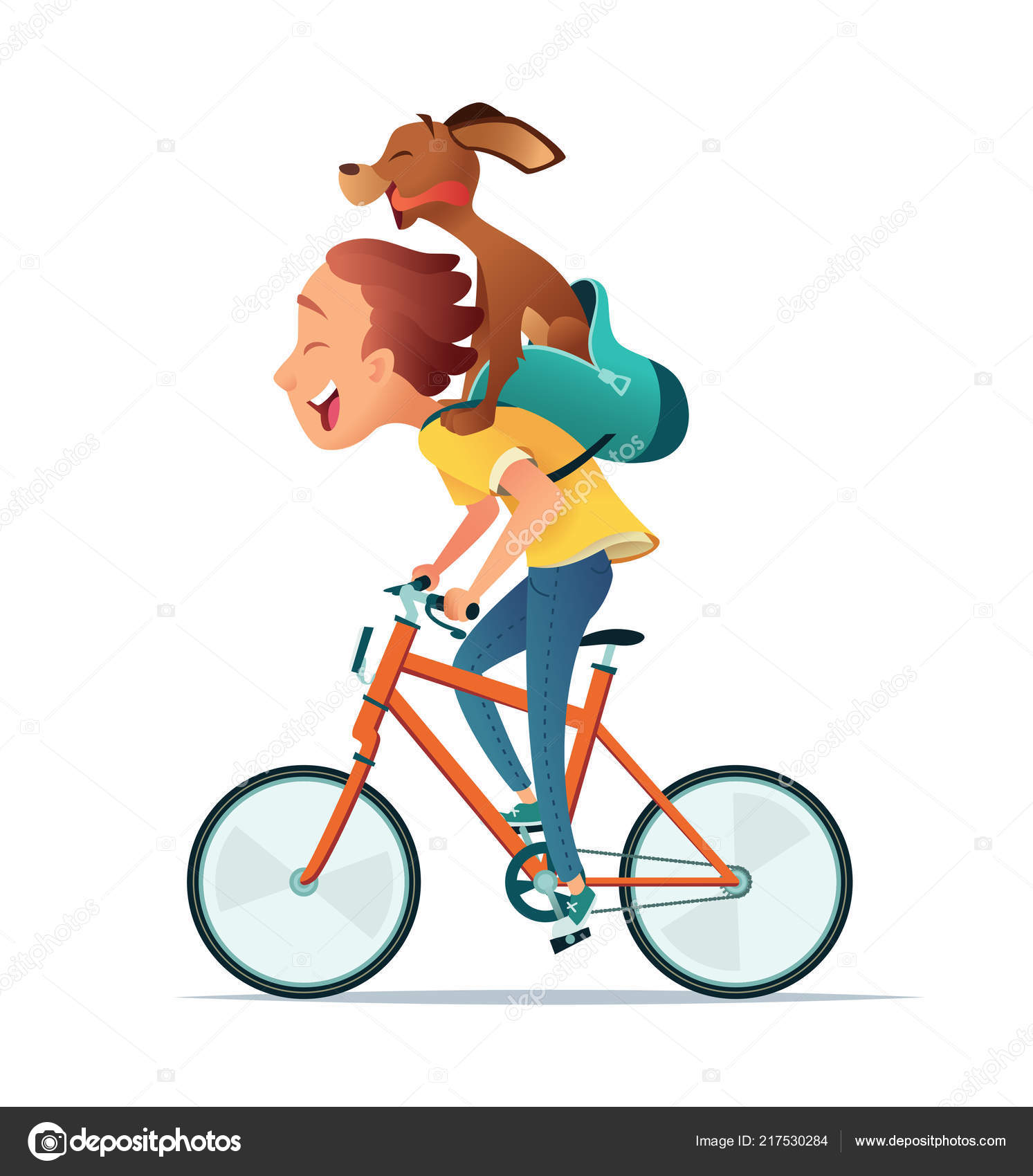 Dog Riding Bike Cartoon