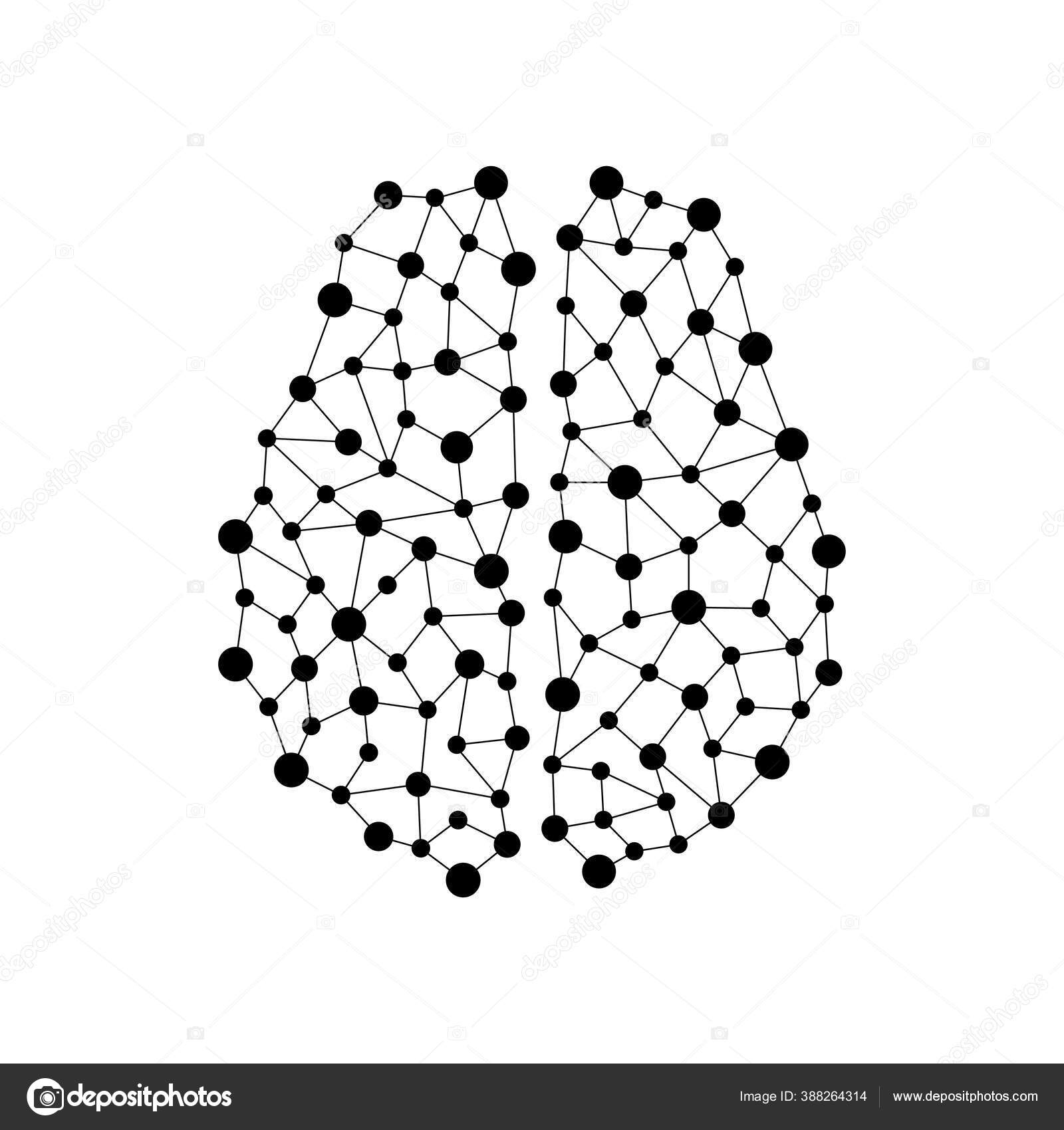 Human brain from nodes and connections as a symbol of thinking. Neural ...