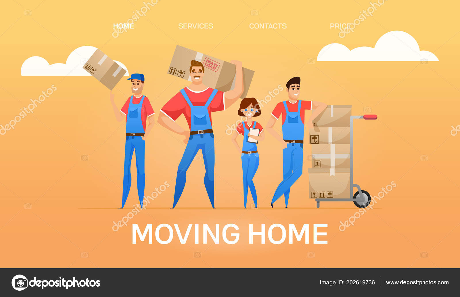 Cargadores de dibujos animados equipo de mudanzas Vector de stock por ...