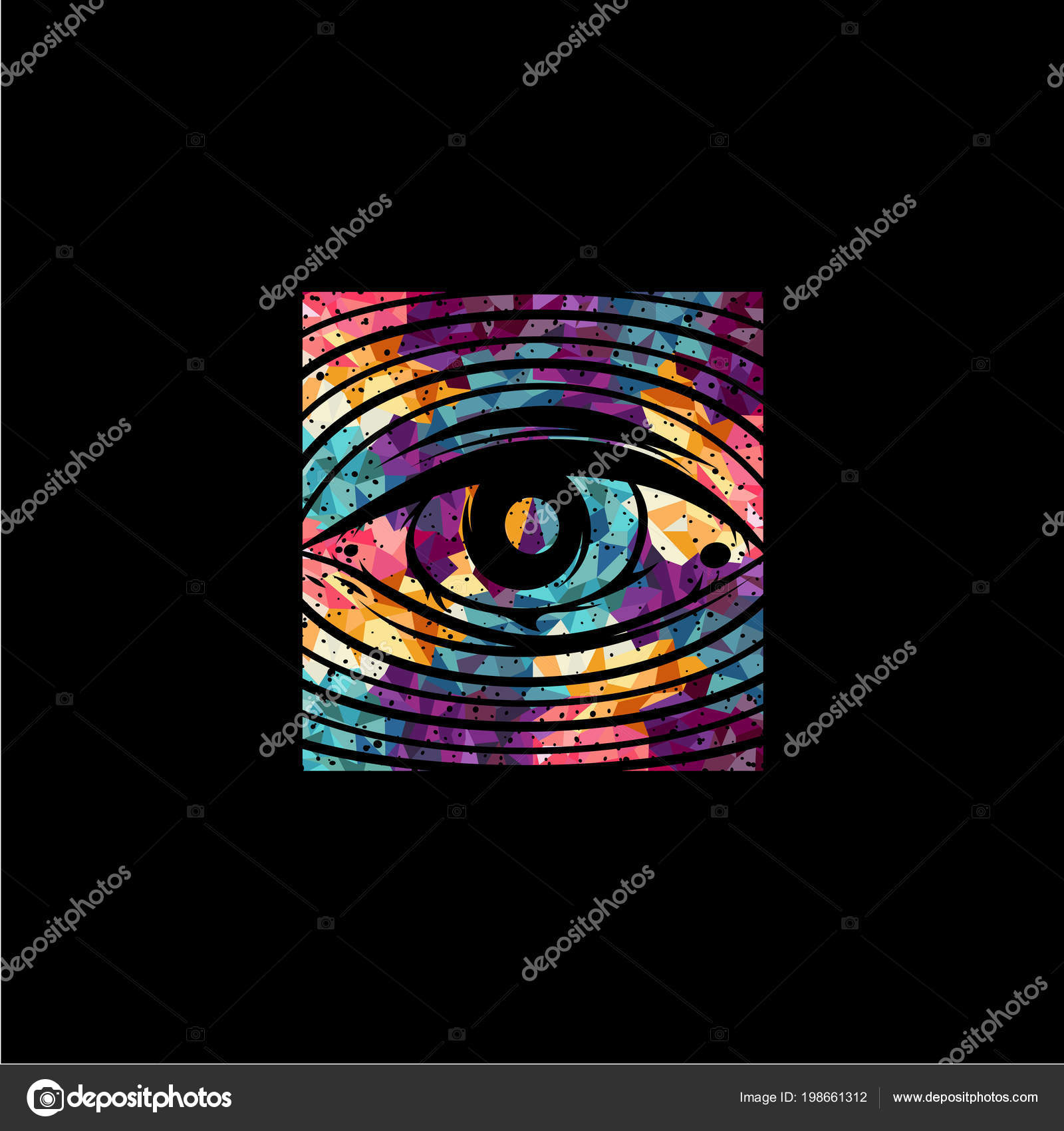 All Seeing Eye Logo Black Background Vector Illustration Stock Vector ...
