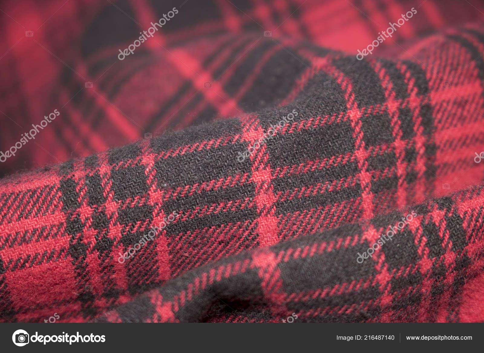 Red Plaid Flannel Fabric Cloth Tartan Garment Textile — Stock Photo ...