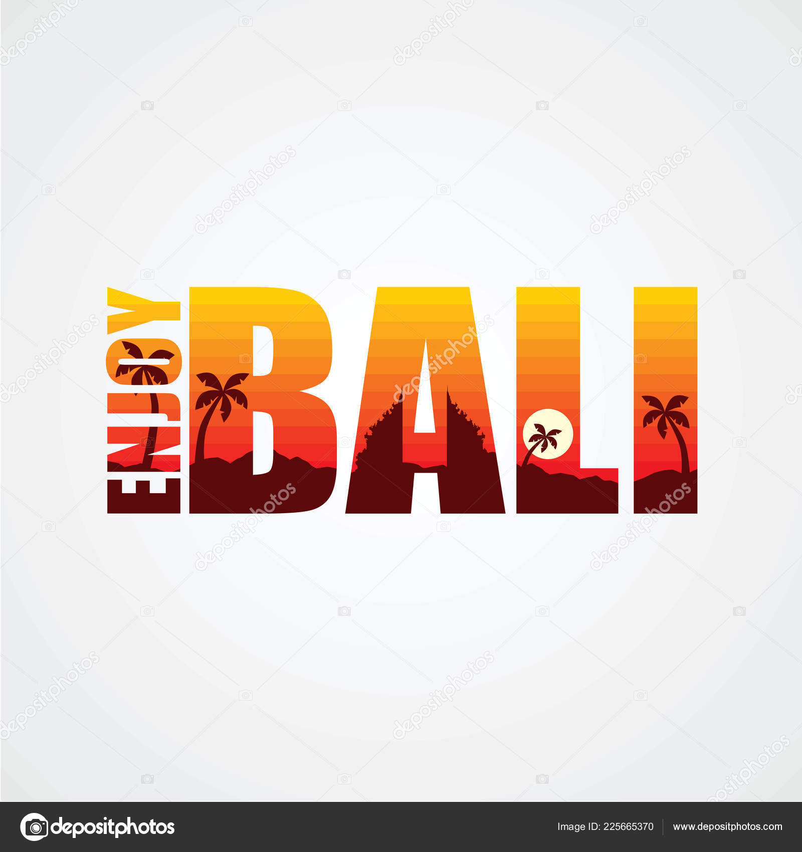 Vector Illustration Lettering Enjoy Bali Summer Vacation Concept Stock ...