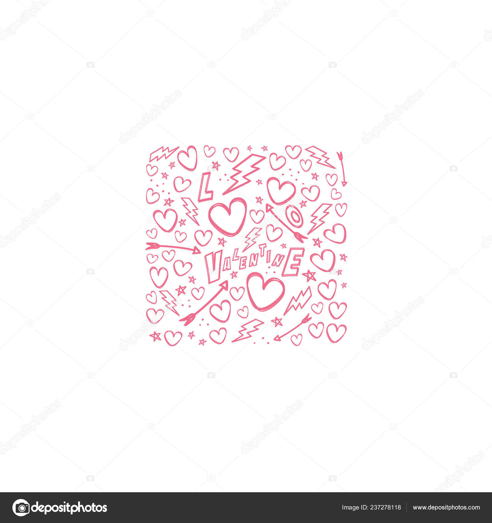 Corazones Con Letras San Valentín Aisladas Sobre Fondo Blanco Vector de ...