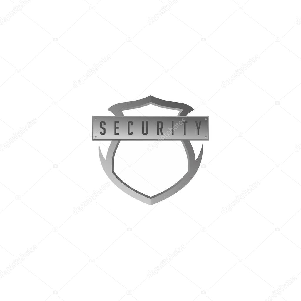 escudo de metal con icono de vector de letras de seguridad 2022