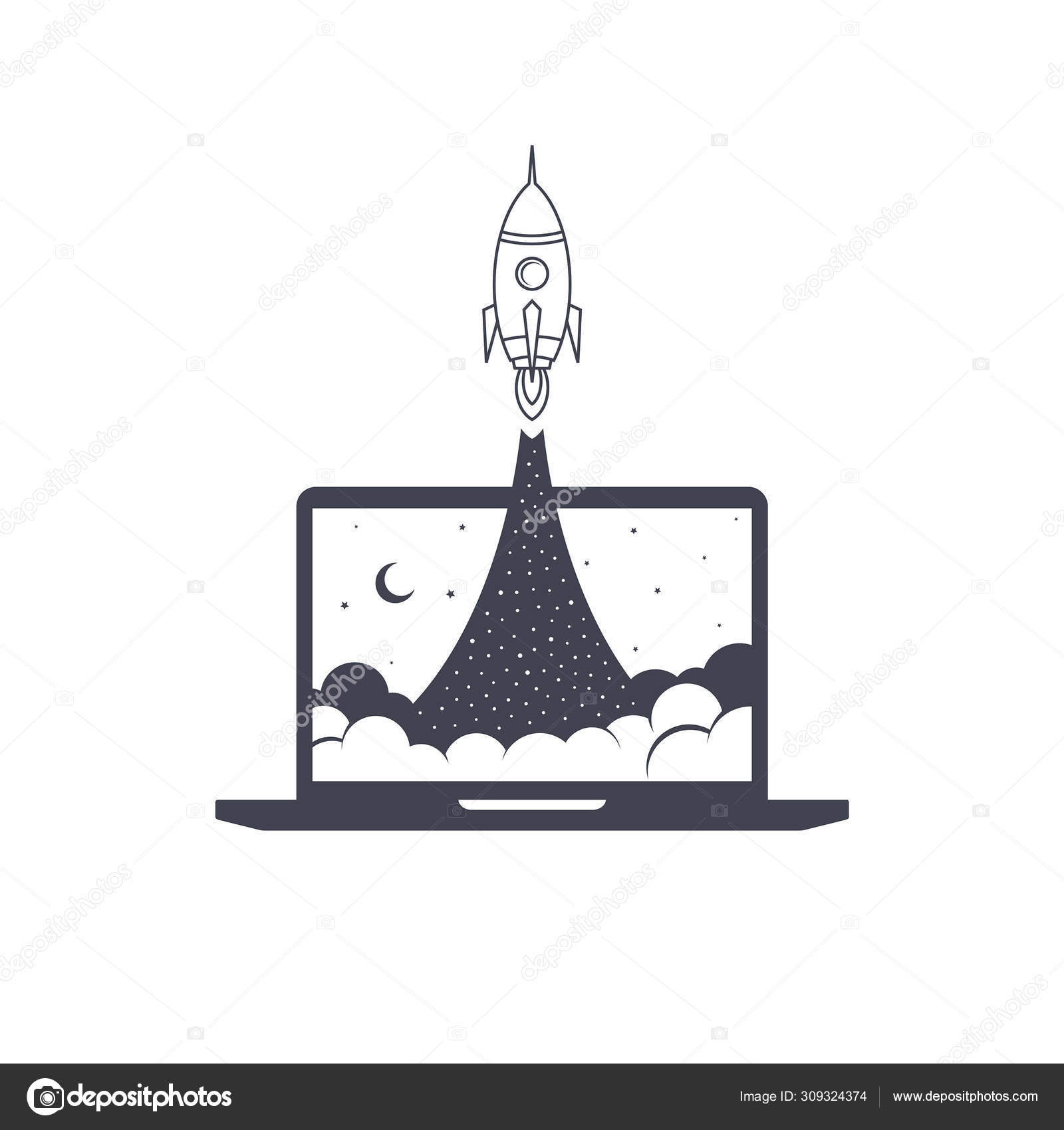 Minimalistic Vector Illustration Laptop Isolated White Background Stock ...