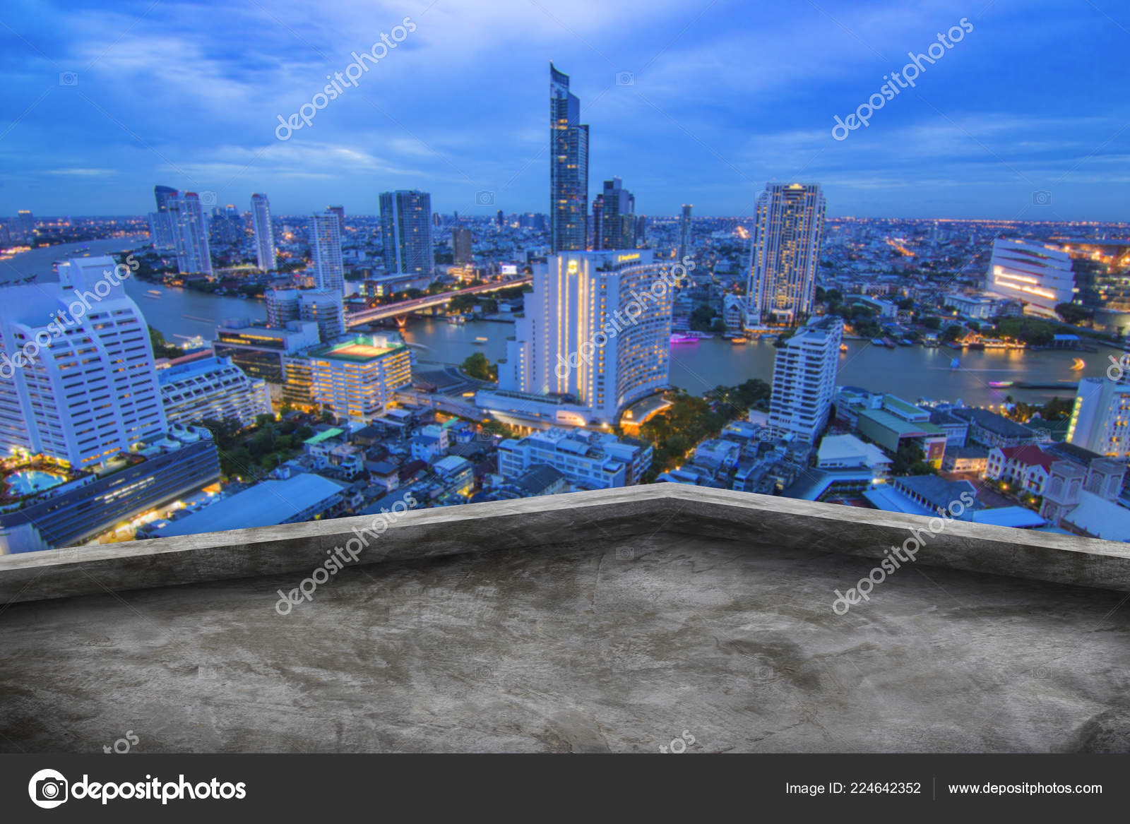 Blank Roof Top Building Skyscraper Landscape Background Stock Photo by ...