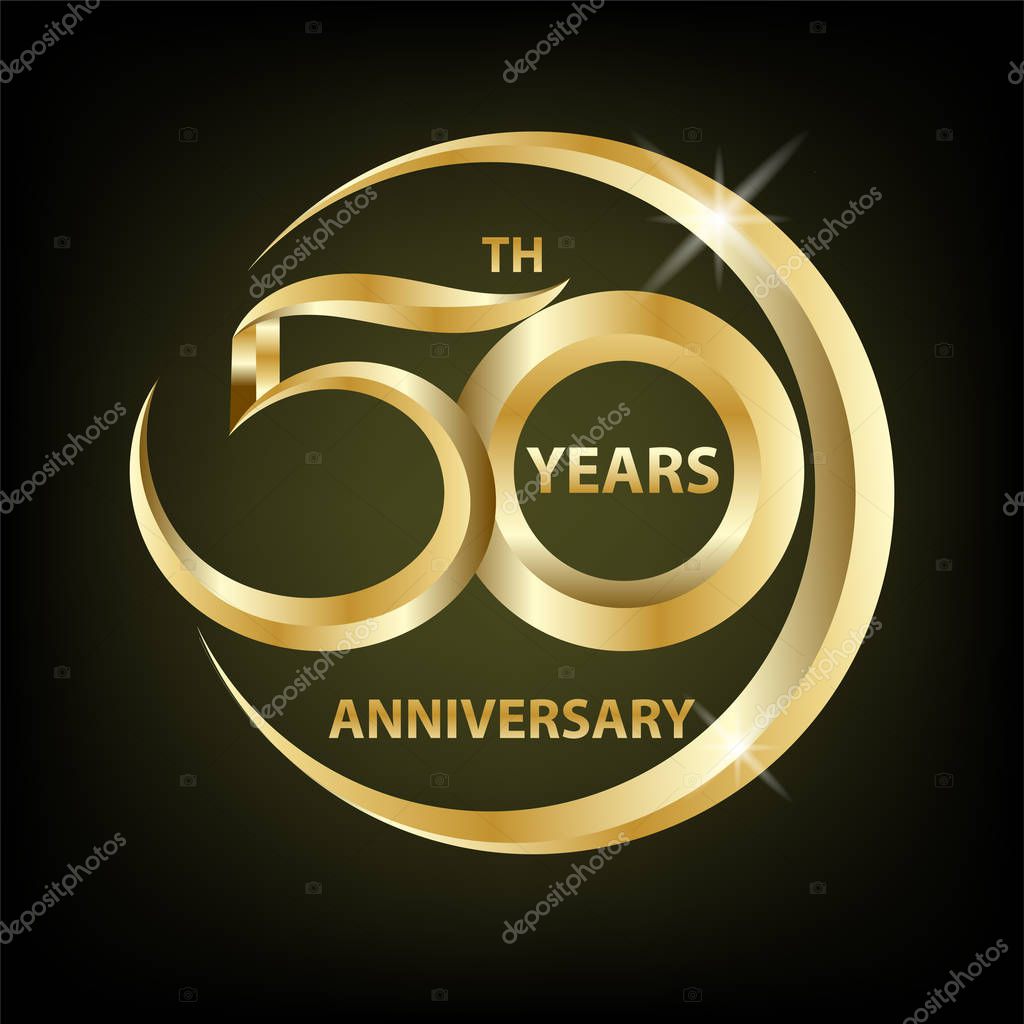 Signo de oro del 50 aniversario y logotipo para el símbolo de celebración de oro 2022