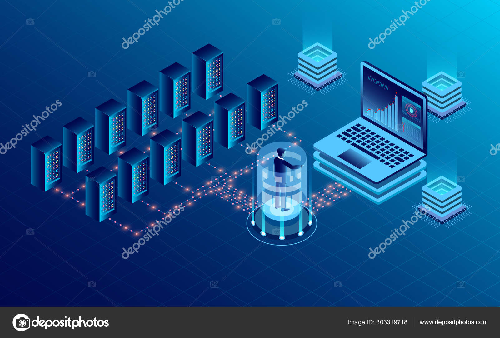 Datacenter server room cloud storage technology and big data pro Stock Vector Image by ...