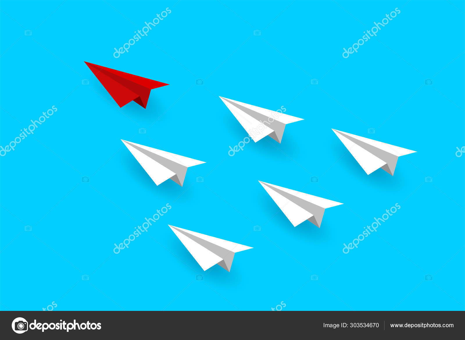 Paper plane red and white are competition to destination Stock Vector ...