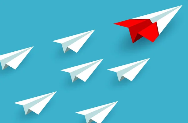 Paper plane red and white are competition to destination Stock Vector ...