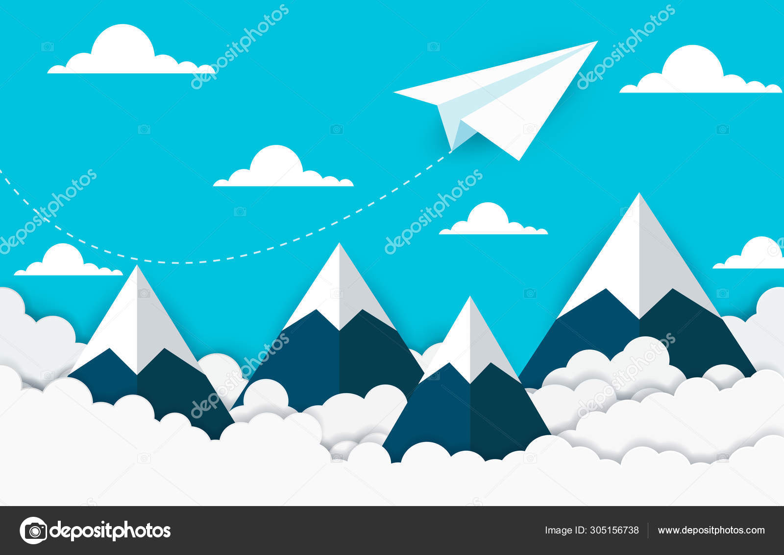 Concept of business success. paper plane flying on sky between cloud ...