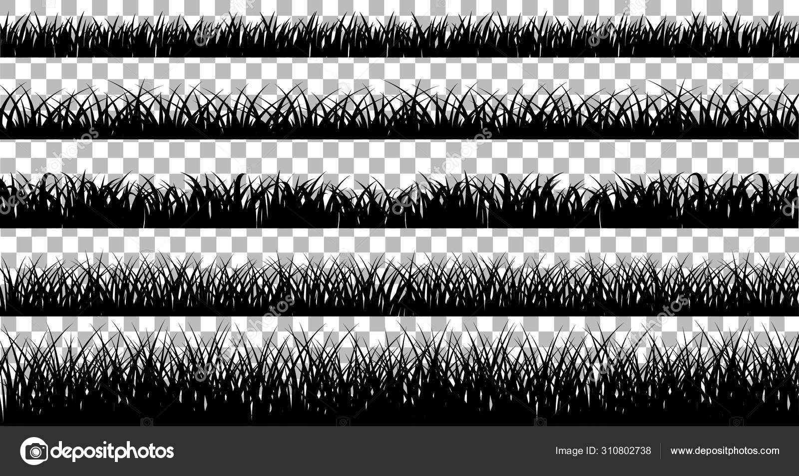 Collection of solid black grass isolated from a white background Stock ...