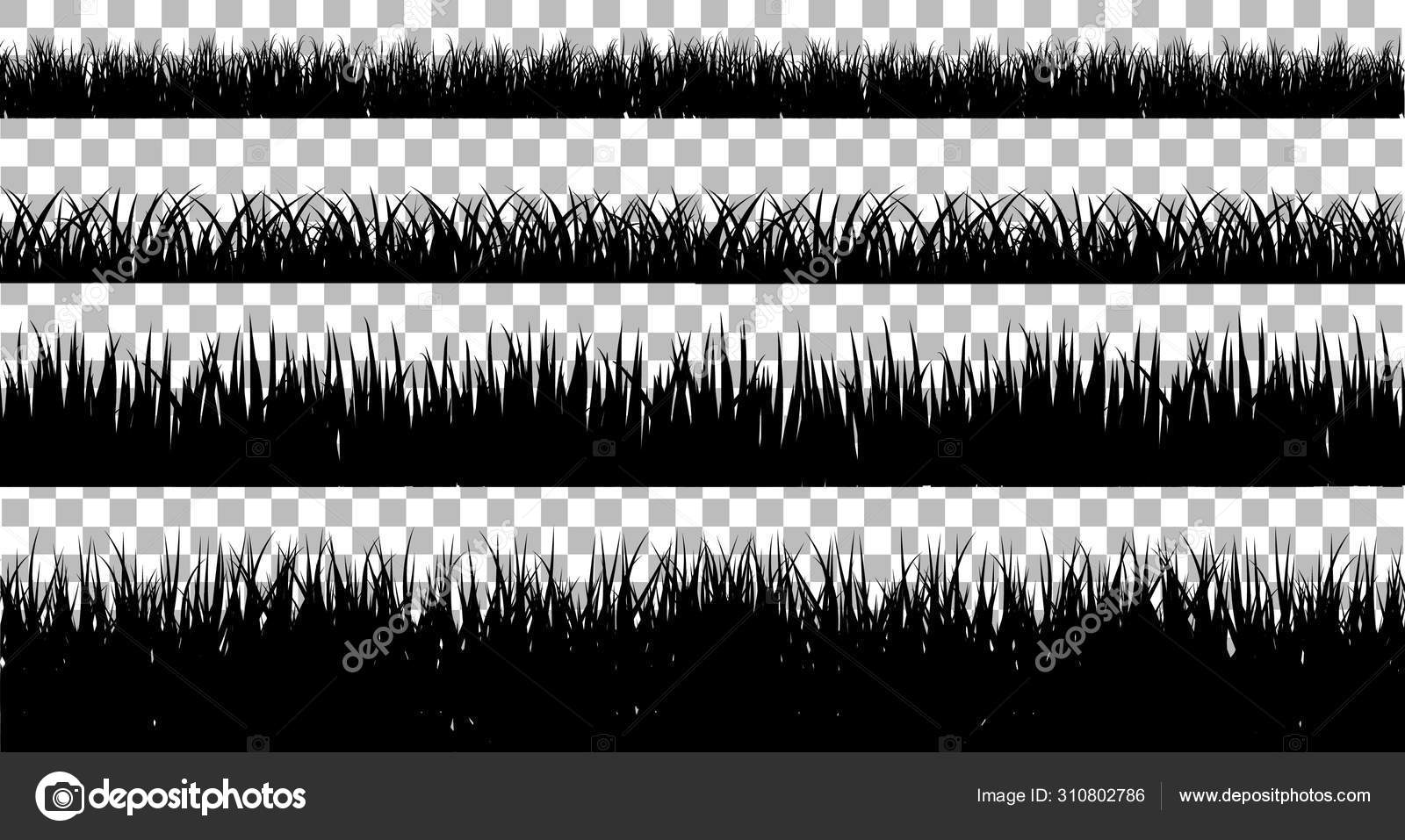 Collection of solid black grass isolated from a white background Stock ...