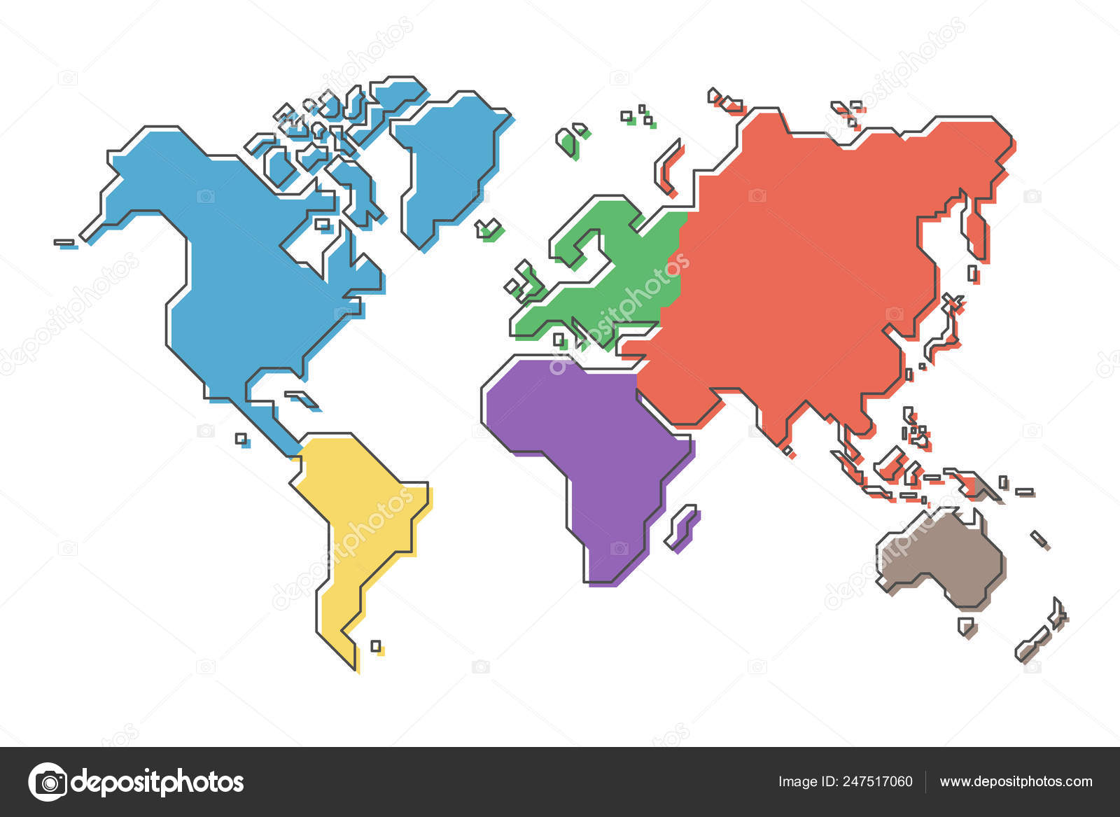 Simple Map Of The World Showing Countries