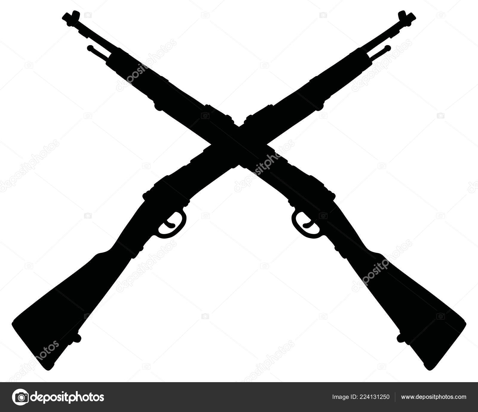 Black Silhouette Two Old Military Rifles Stock Vector by ©2v 224131250