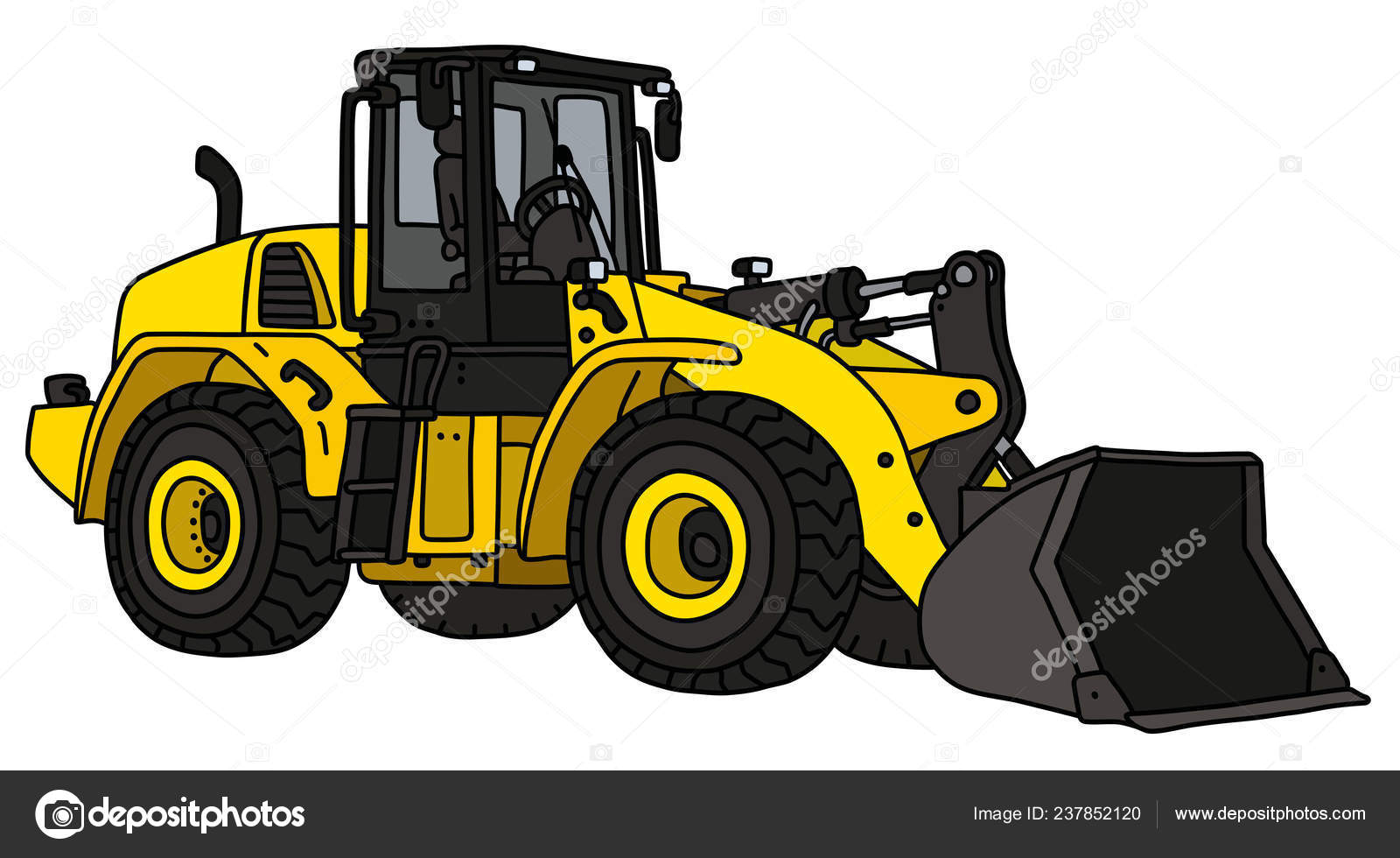 Hand Drawing Yellow Heavy Construction Machine Stock Vector Image by ...