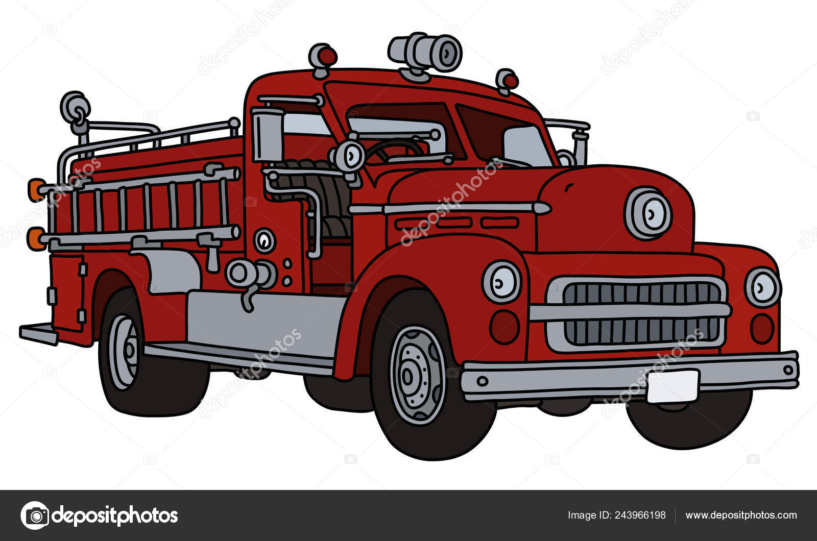 Antique Fire Truck Drawings