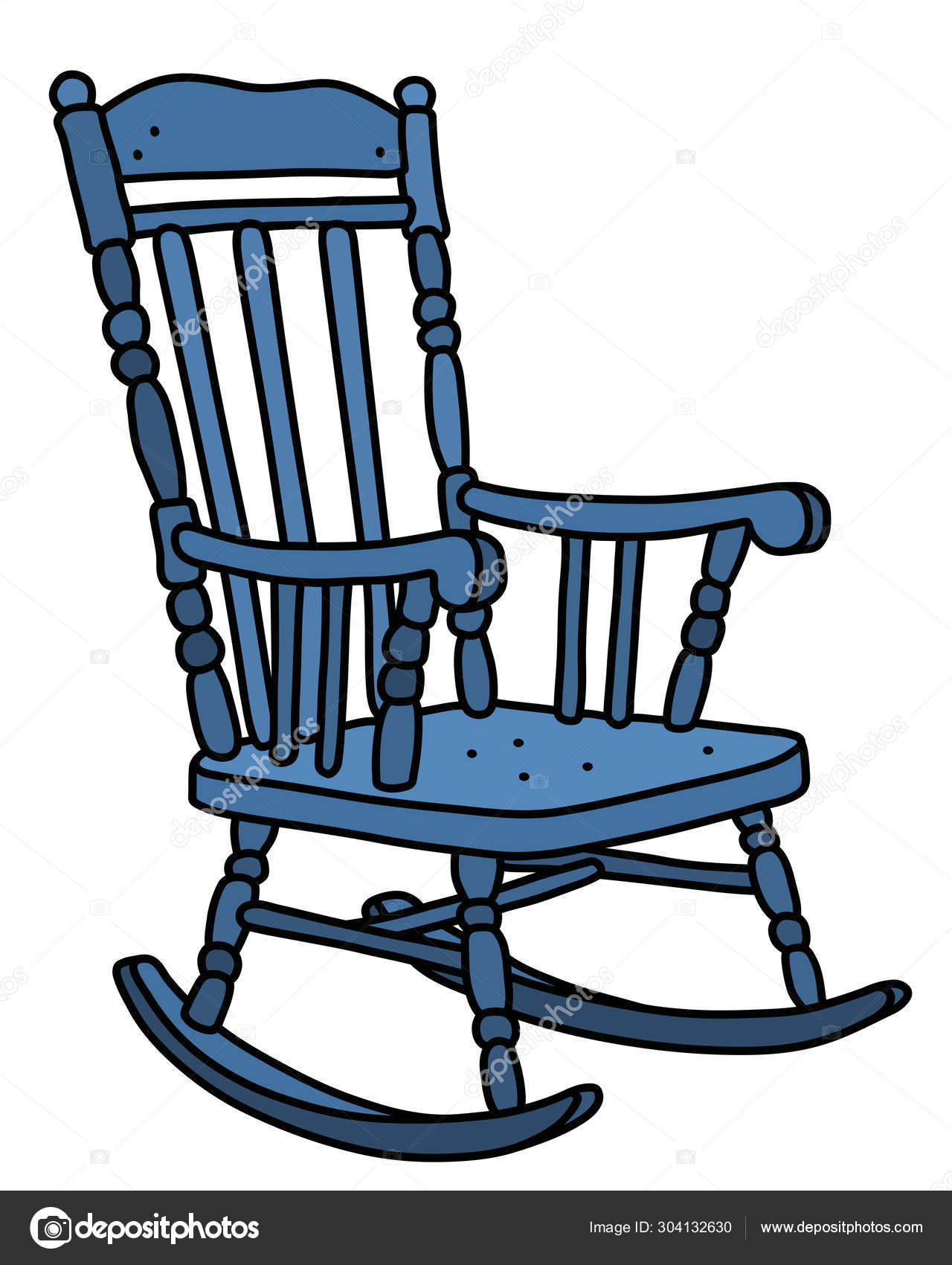 Vectorized Hand Drawing Old Blue Wooden Rocking Chair Stock Vector ...