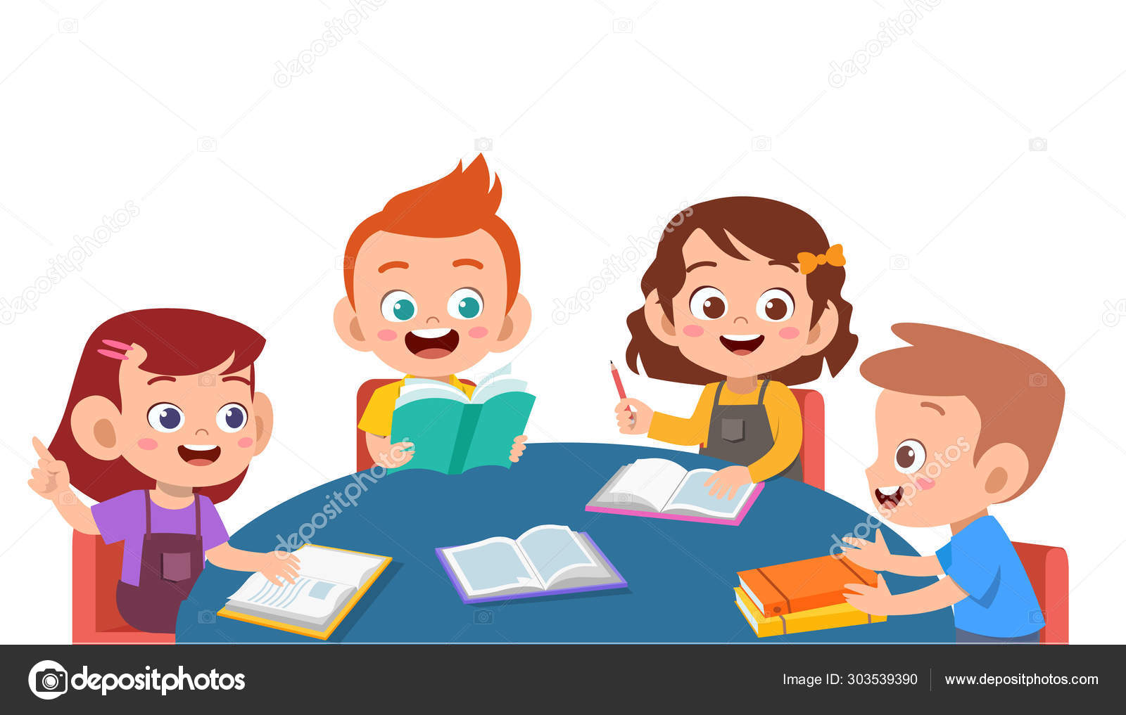 Students Learning Together Clipart