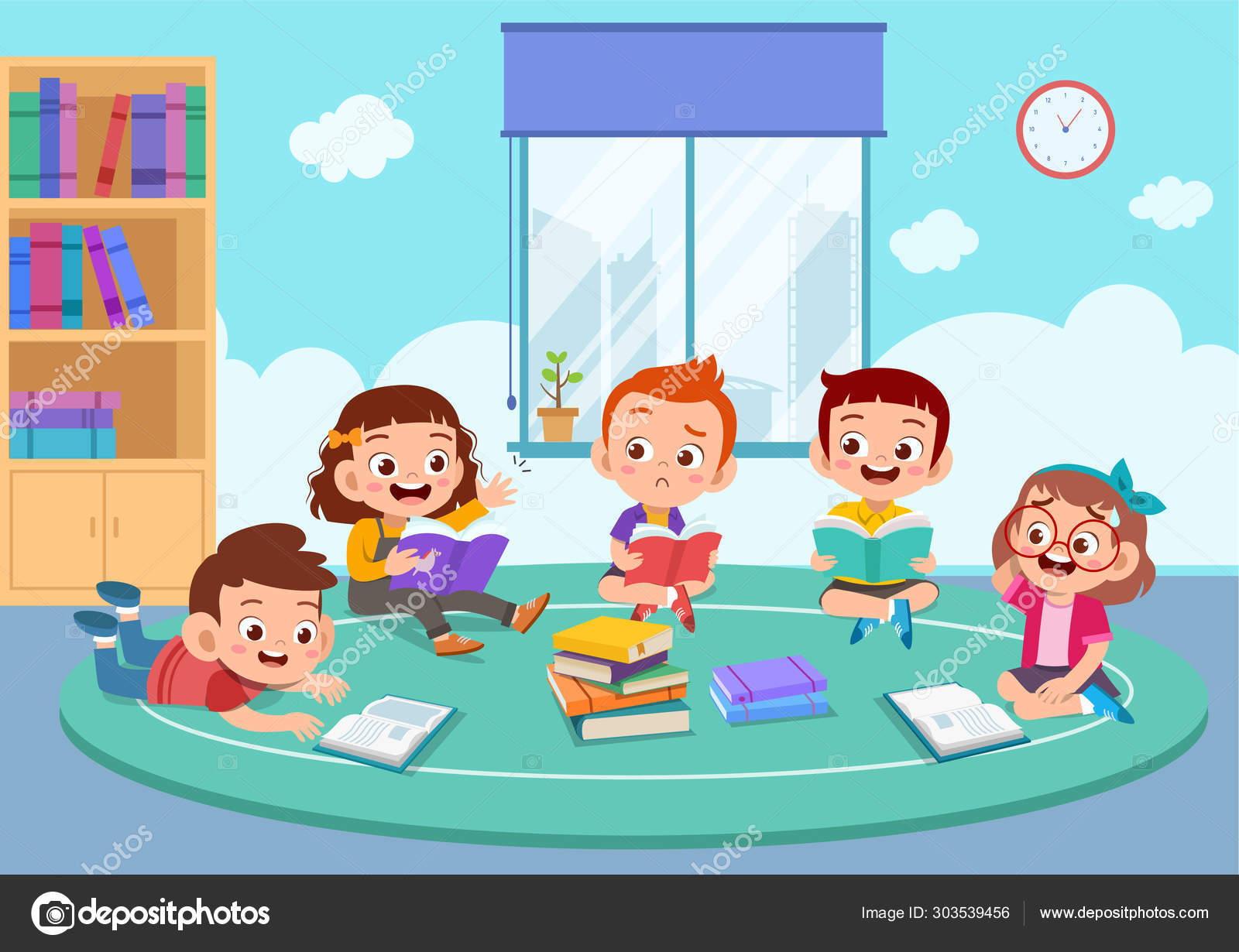 Kids discuss homework study together Stock Vector Image by ...