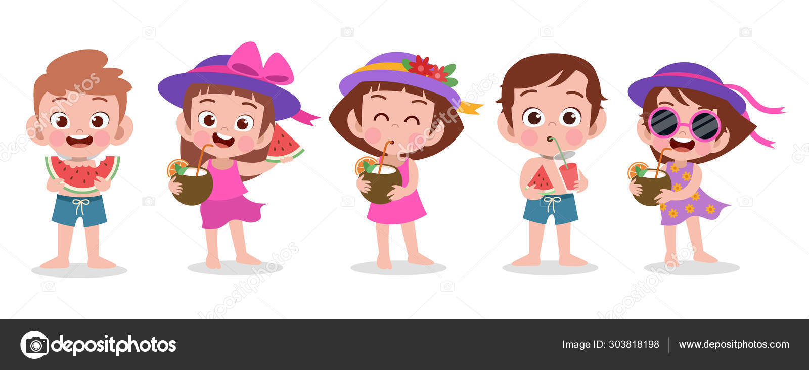 Happy kids beach holiday vector illustration isolated Stock Vector ...