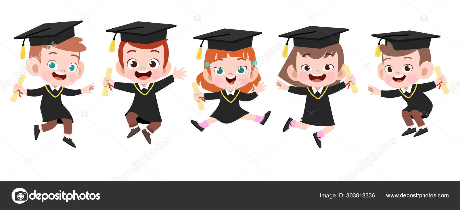 Happy kids graduation vector illustration isolated Stock Vector Image ...