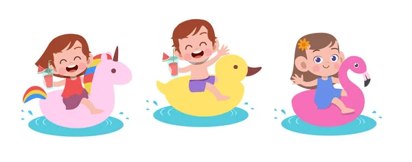 Cute Little Kid Boy Swim Water Summer Holiday Stock Vector Image by ...