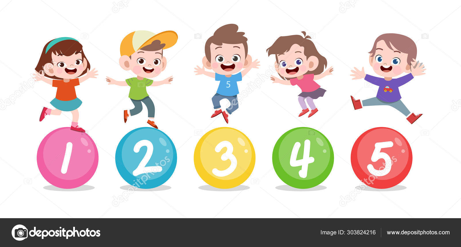 Happy kid jump number vector illustration Stock Vector Image by ...