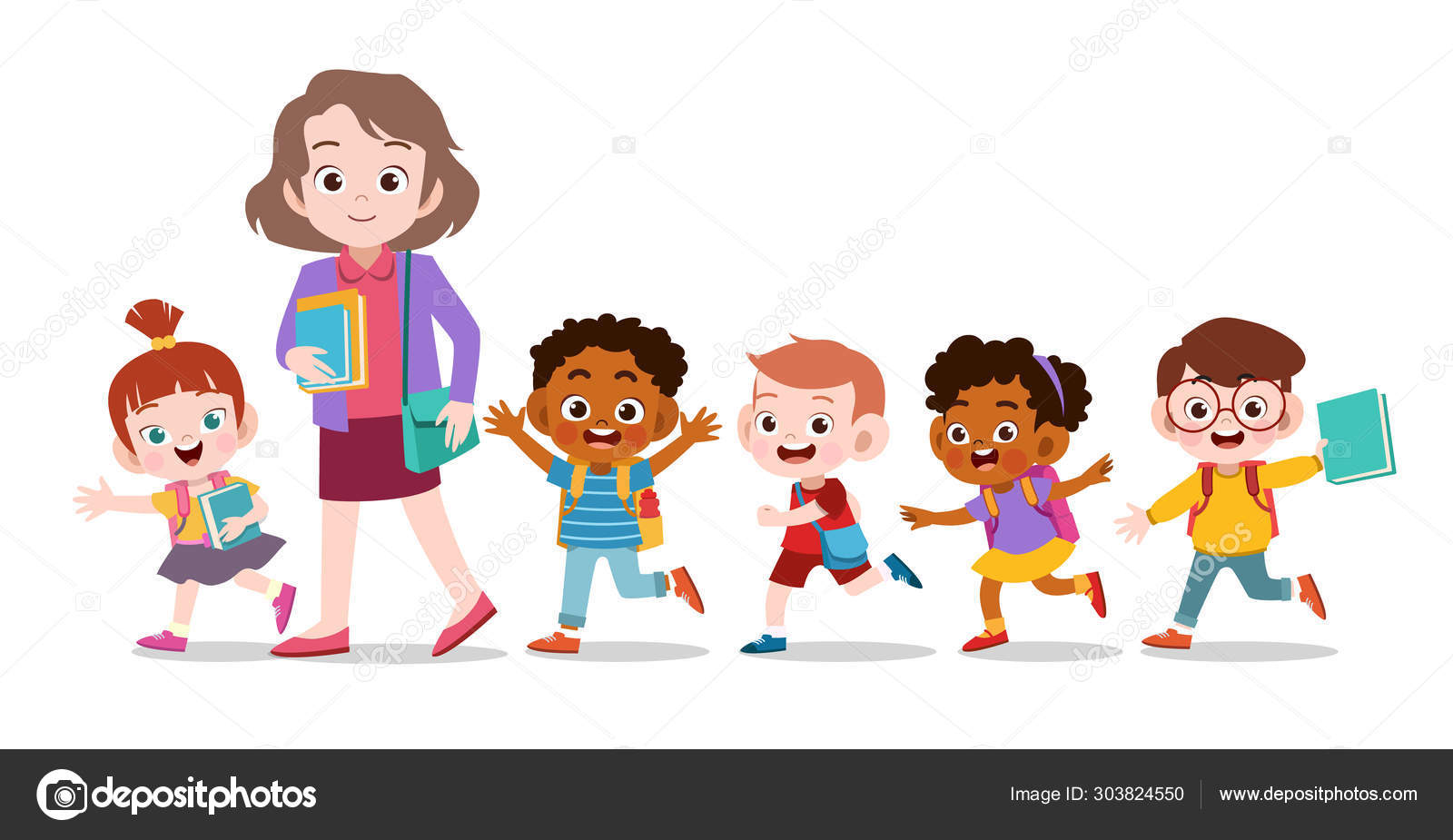 Happy teacher school kid vector illustration Stock Vector Image by ...